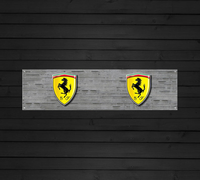 Ferrari Car Logo Waterproof PVC Banner for Man Cave, Garage, Bedroom ...