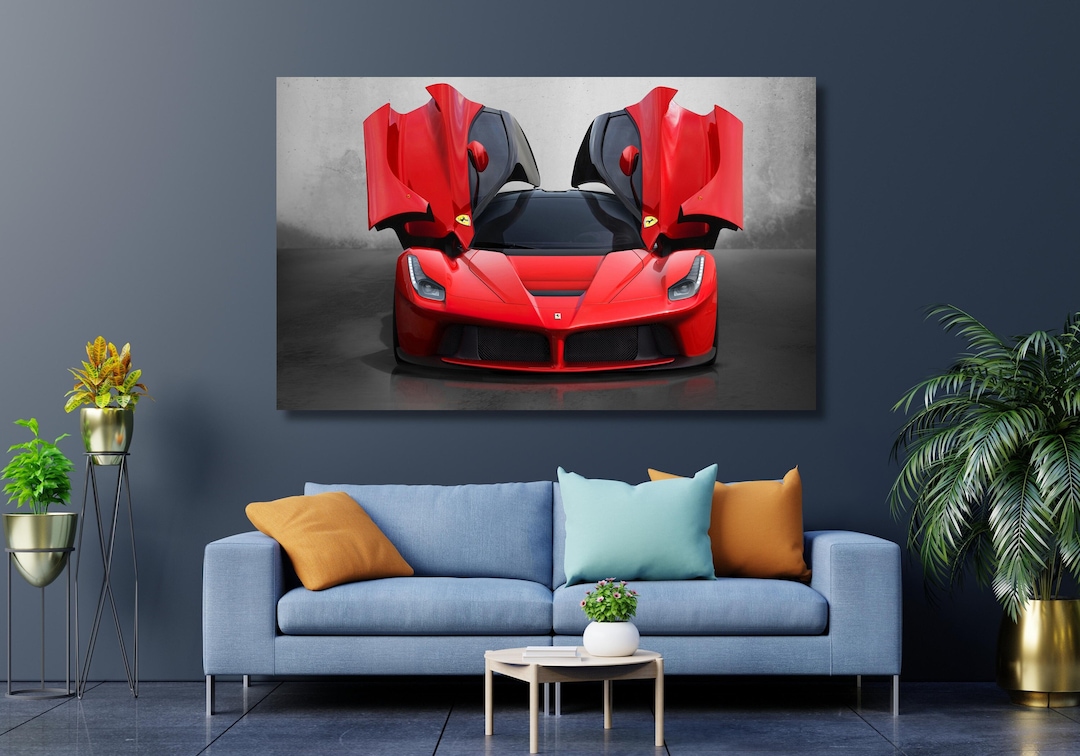 Red Ferrari Painting, Supercar Print,red Ferrari Canvas Wall Art ,extra ...