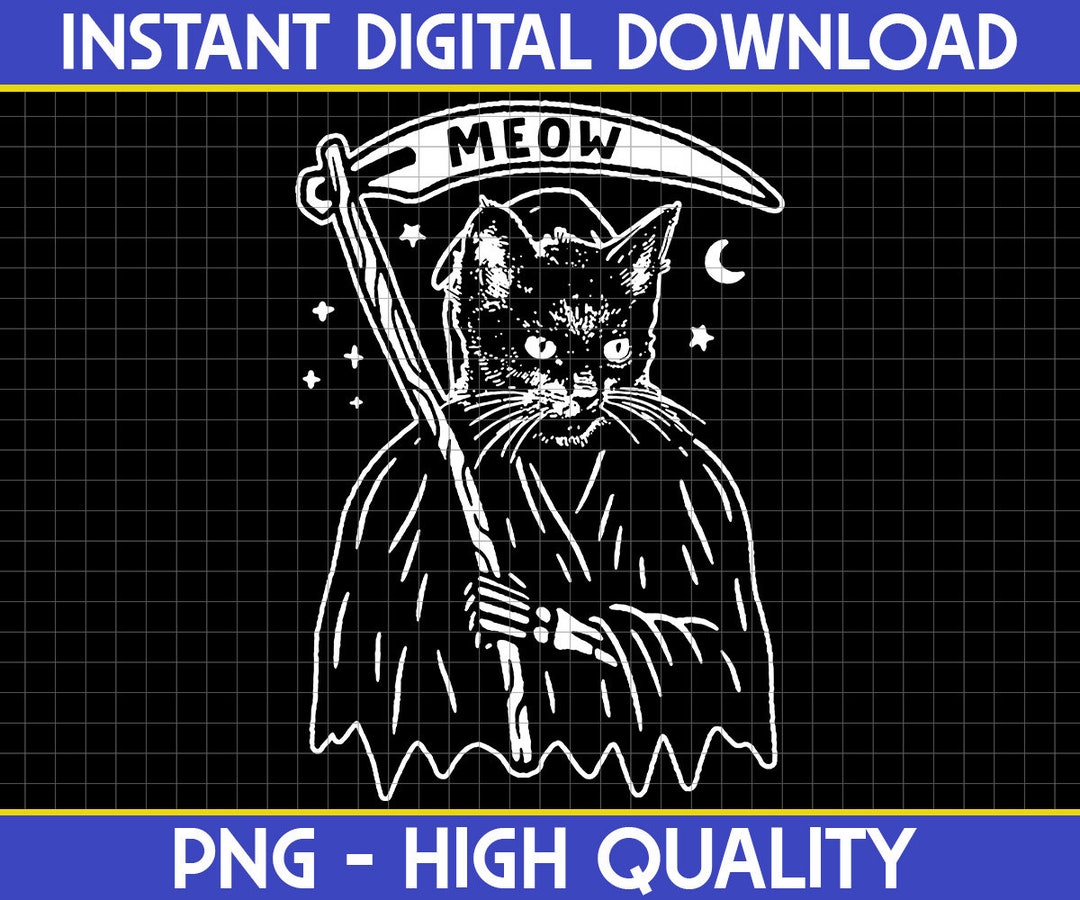 Cat Grim Reaper PNG, Funny Black Cat Sublimation, Weird Death Cat ...
