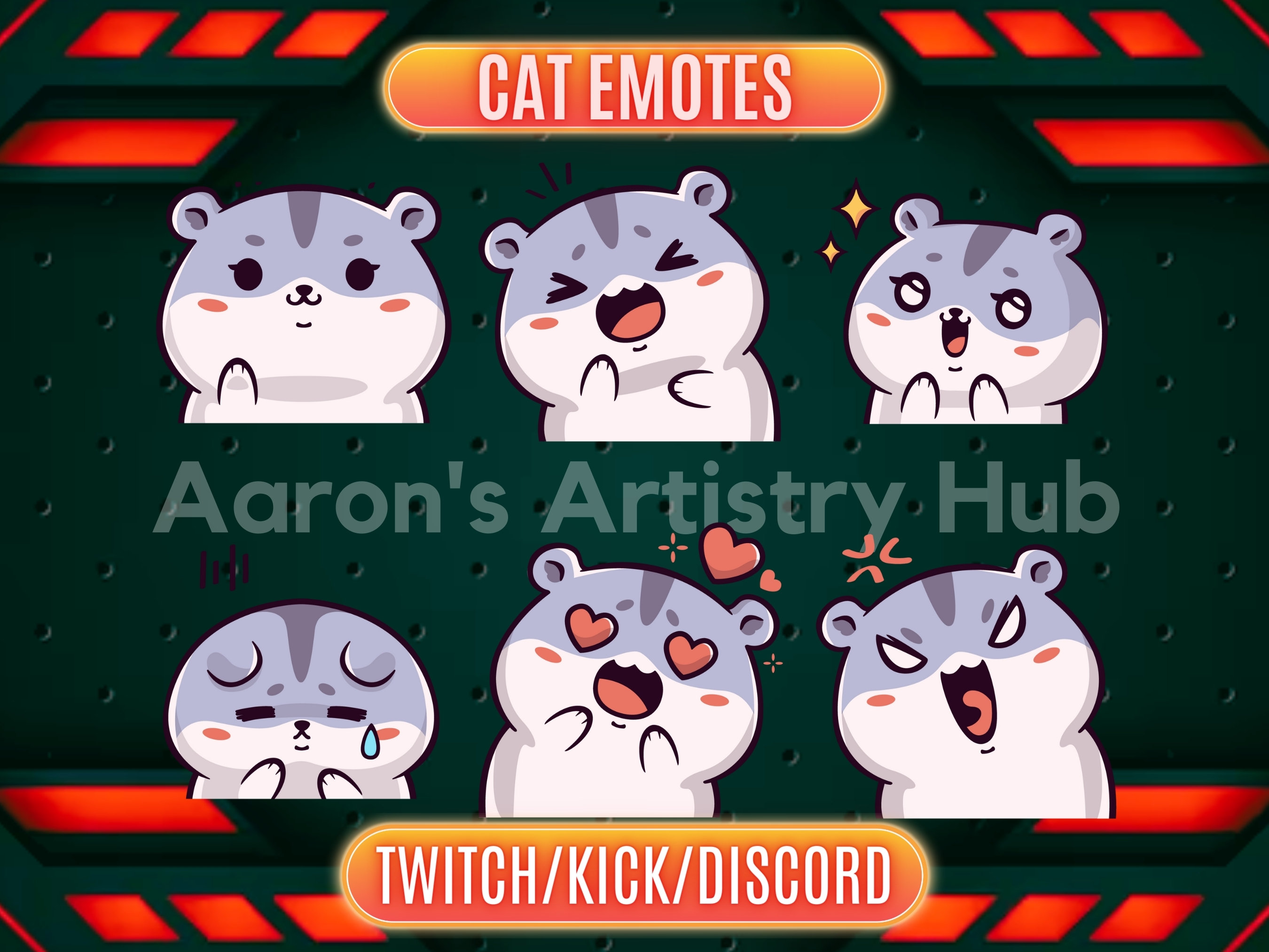 Kitty Emotes 6 Twitch Discord Youtube Livestreaming Adorable Kawaii ...