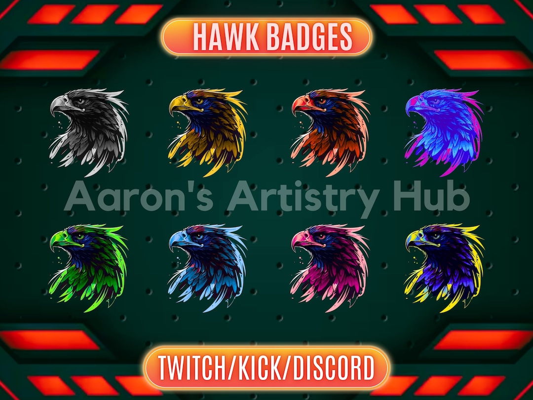 Twitch Sub Badges Featuring Hawk Birds, Hawk Badges for Streamers, and ...