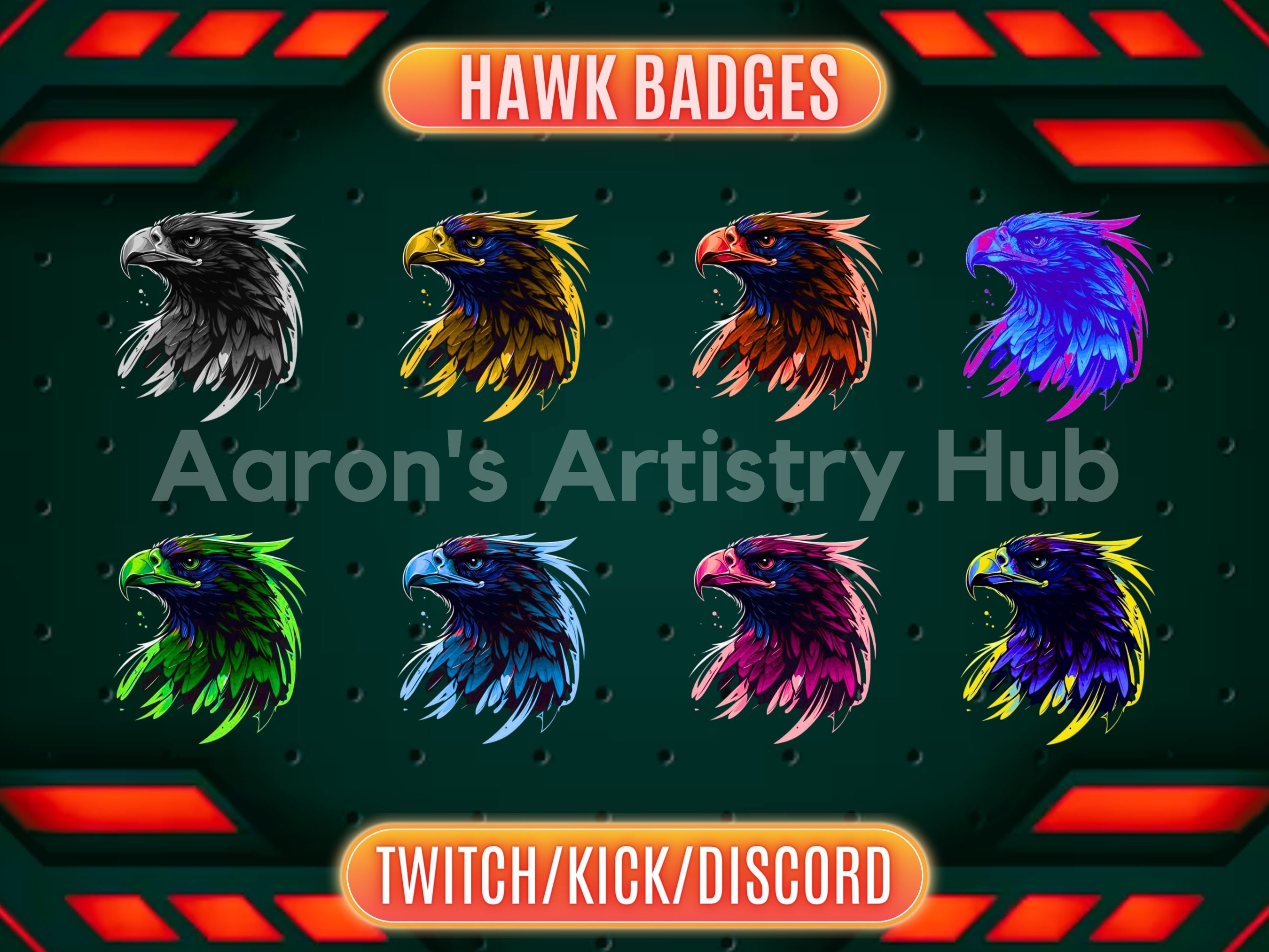 Twitch Sub Badges Featuring Hawk Birds, Hawk Badges for Streamers, and ...