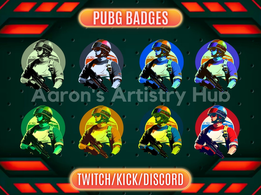 Twitch Sub Badges for P-U-B-G Players | Helmet and Gun Cheer Badges ...