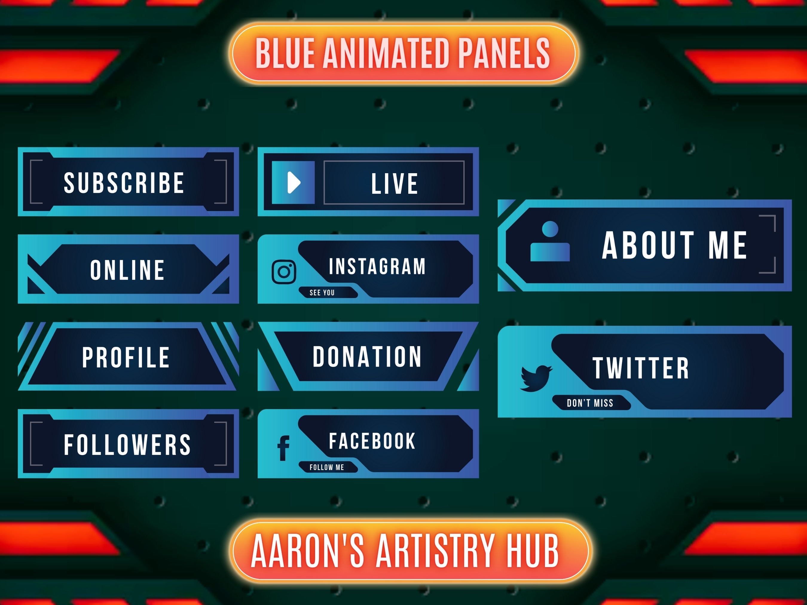 Animated Blue Twitch Overlay Package - Comprehensive Stream Overlay ...