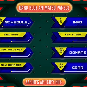 Animated Dark Blue Stream Overlay Bundle - Includes Gaming Chair ...