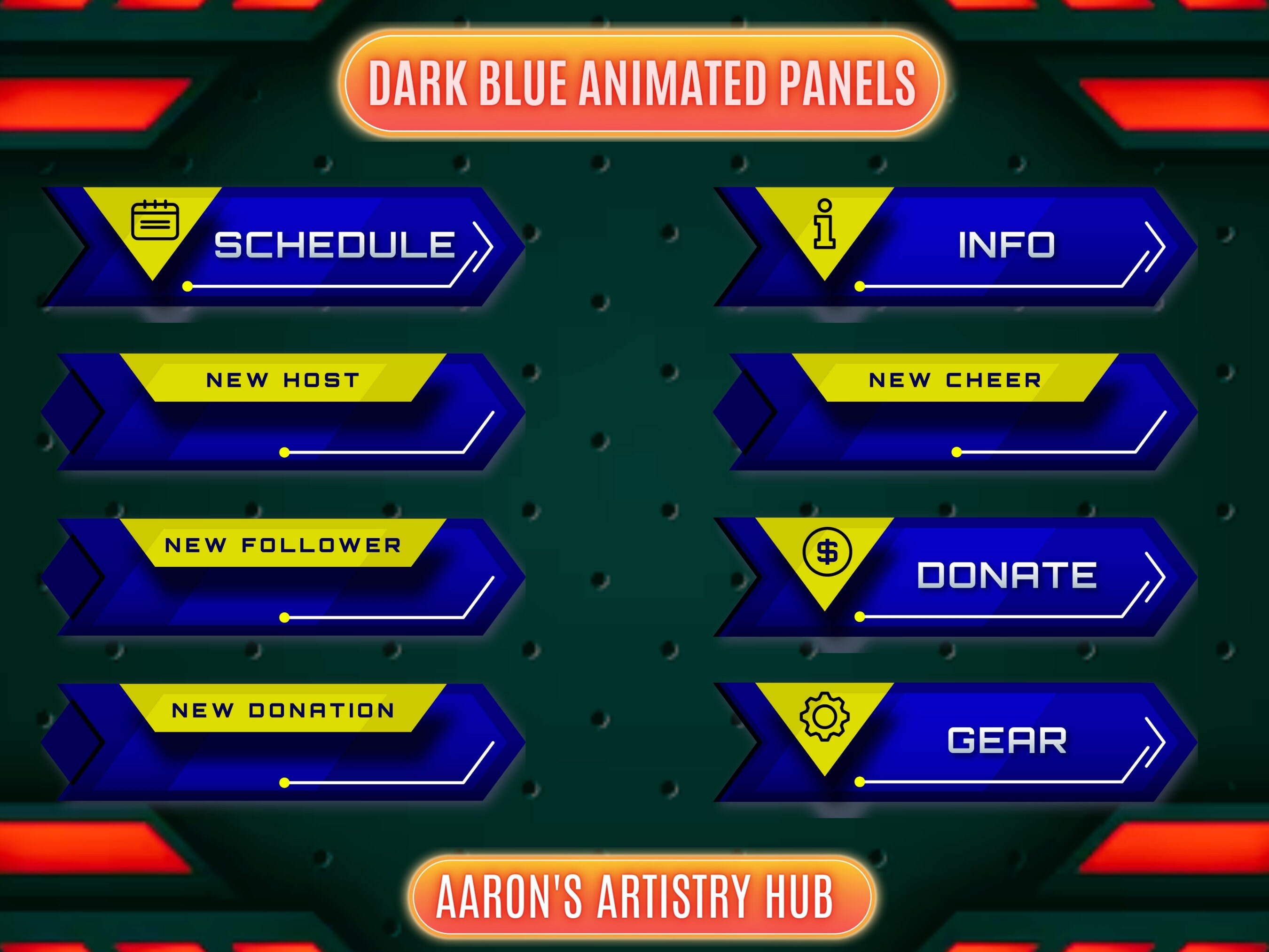 Animated Dark Blue Stream Overlay Bundle - Includes Gaming Chair ...