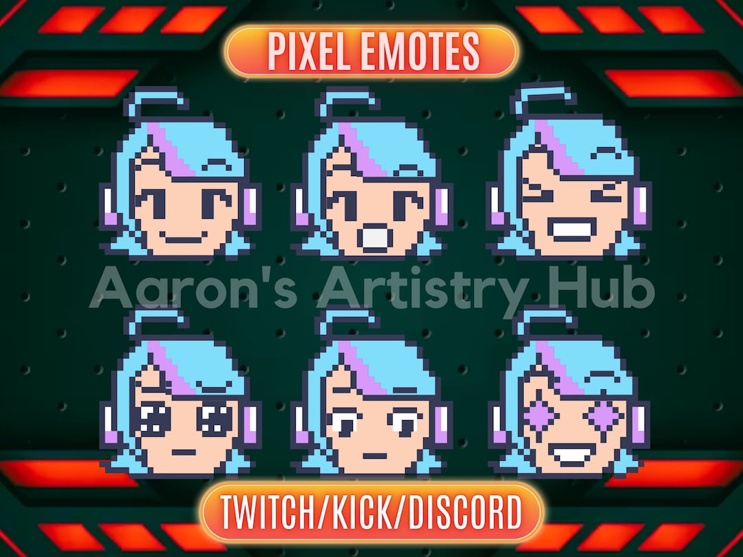 Pixelated Facial Subscription Emotes for Twitch | Cute Ready-made Pixel ...
