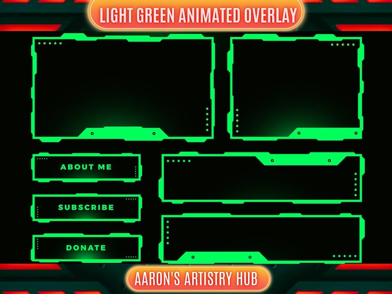 Lime Green Neon Twitch Overlay Bundle - Minimalist Neon Theme for ...