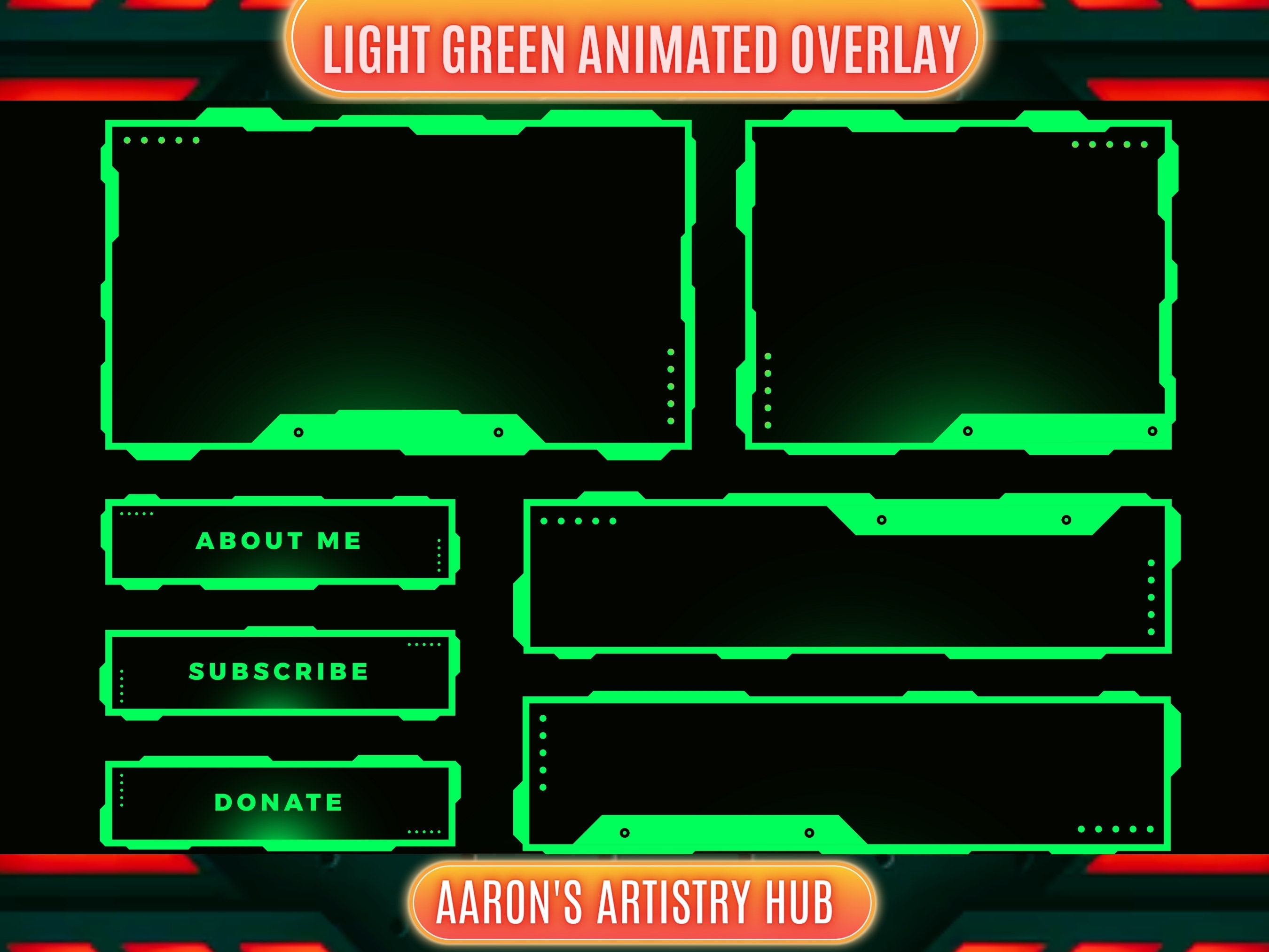 Lime Green Neon Twitch Overlay Bundle - Minimalist Neon Theme for ...