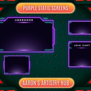 Purple Twitch Overlays Set - Stationary Twitch Overlays - Webcam Frames ...