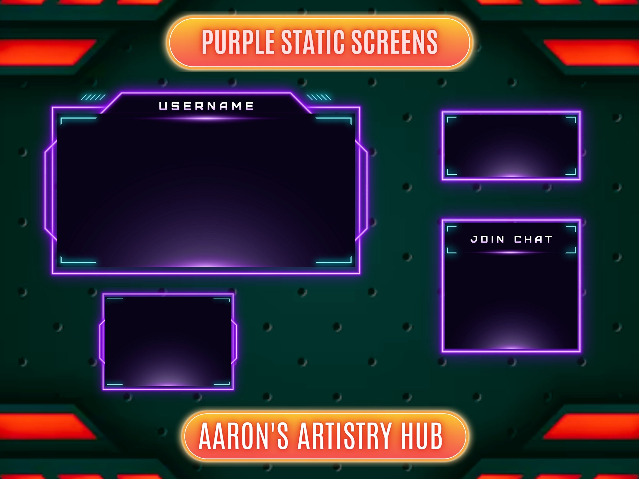 Purple Twitch Overlays Set - Stationary Twitch Overlays - Webcam Frames ...