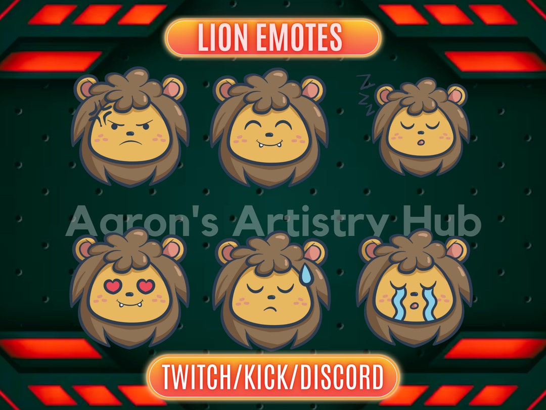 Lion Twitch Loyalty Sub Bit Emotes / Kawai Forest Animal Emoji / Cool ...