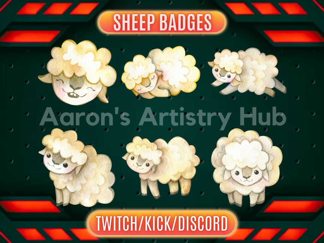 Set of 6 Twitch Subscriber Badges | Sheep | Animal | Beautiful | Kawaii ...