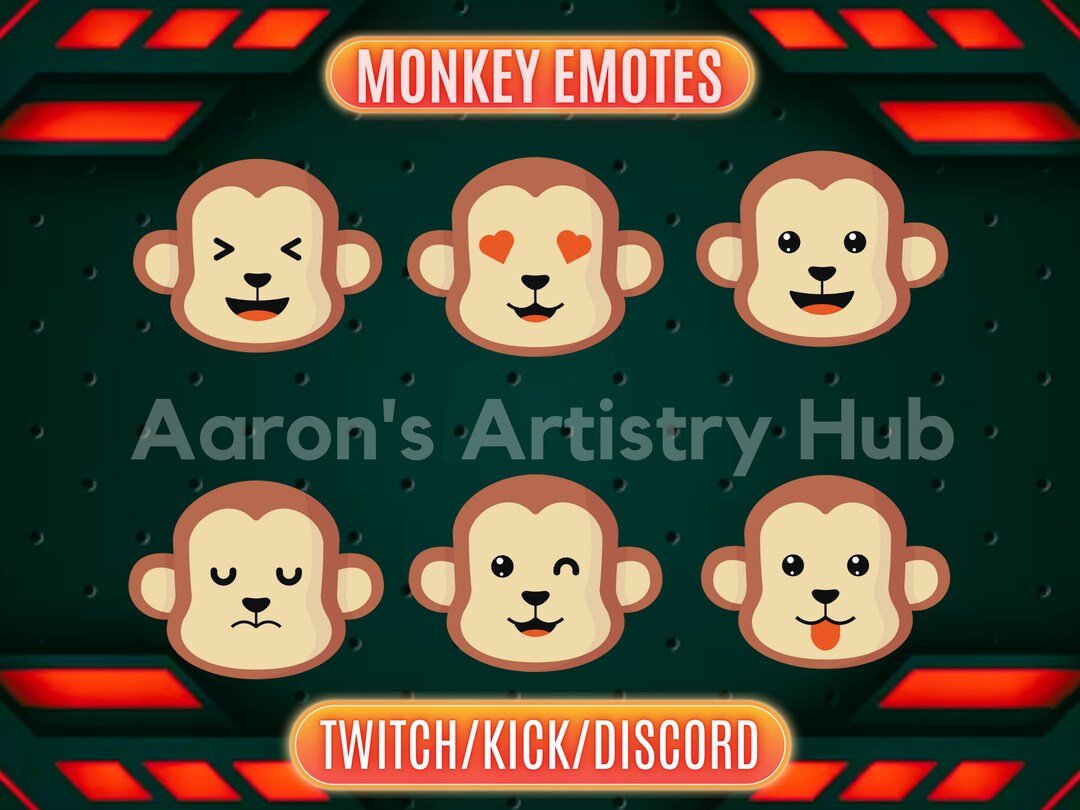 Cute Chibi Monkey Twitch Discord Emotes / Kawai Animal Emoji ...