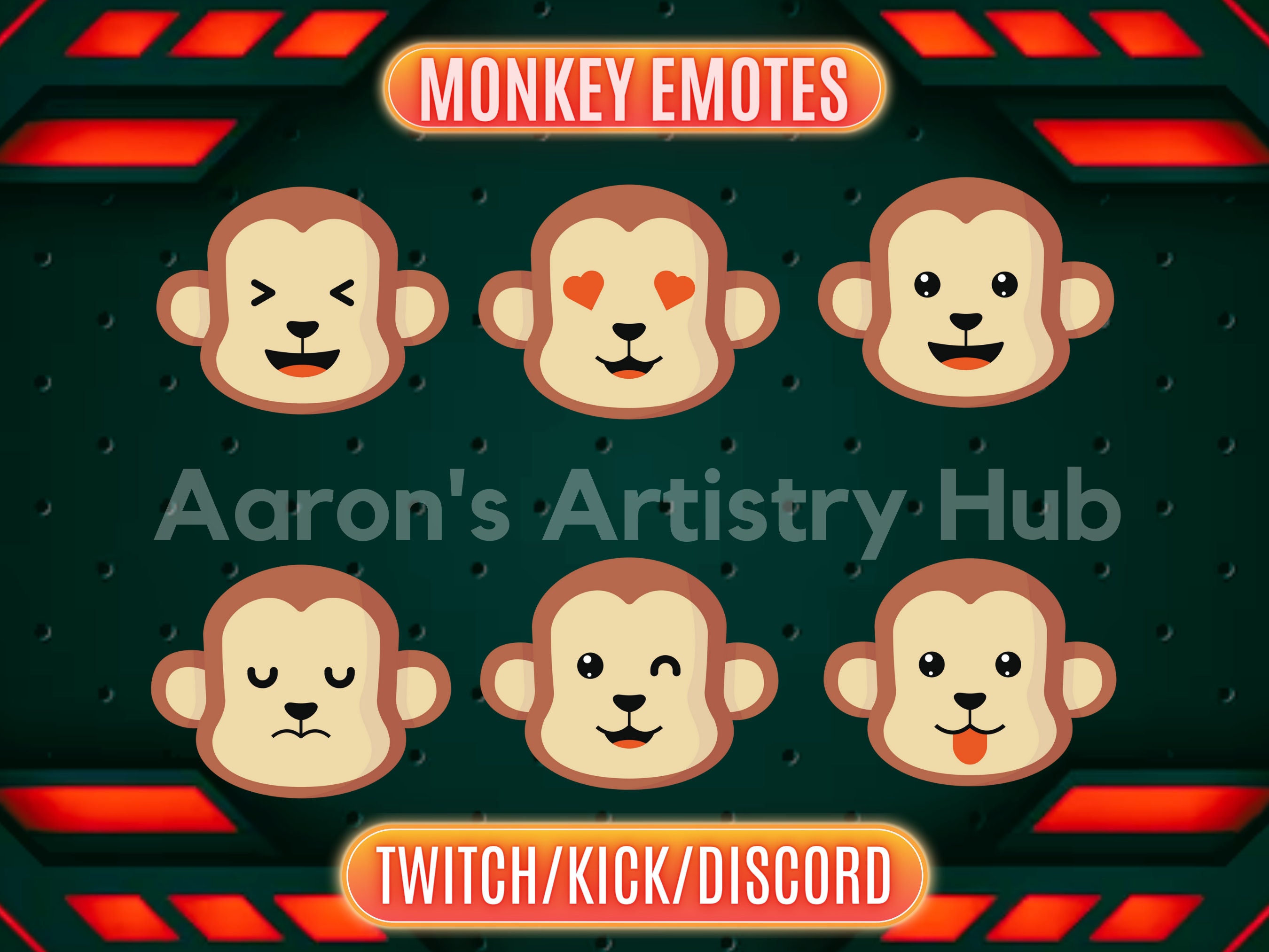 Cute Chibi Monkey Twitch Discord Emotes / Kawai Animal Emoji ...