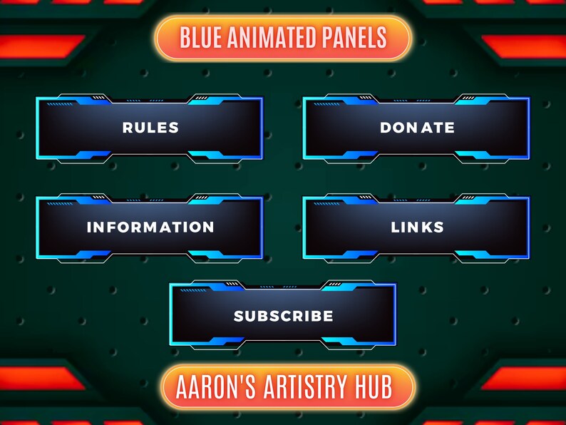 Animated Overlay Package for Twitch With Animated Blue Webcam Panels ...