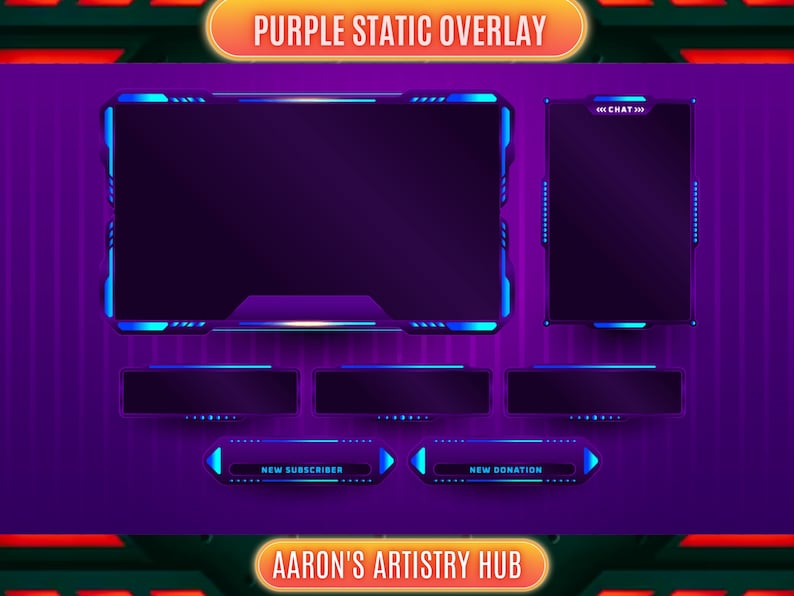 Animated Blue and Purple Twitch Overlay Bundle - Stream Overlay Package ...
