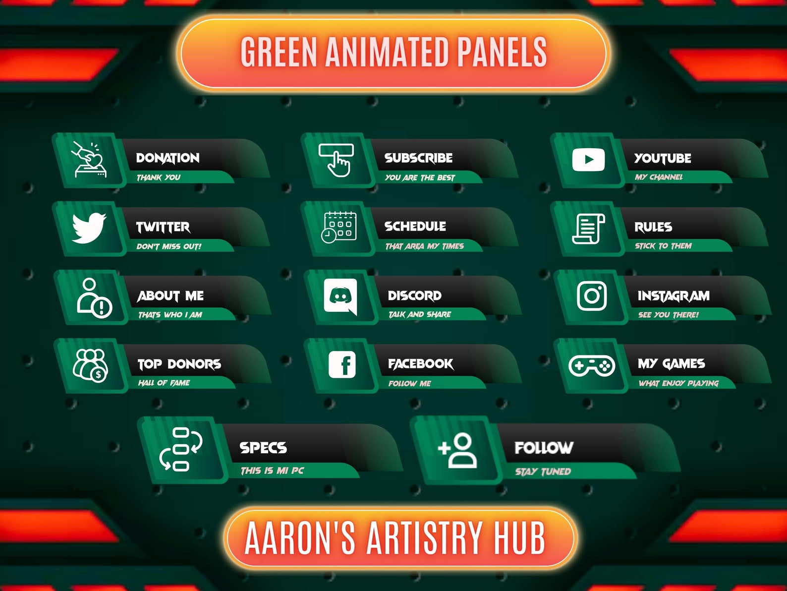 Animated Green Twitch Overlay Stream Package | Stream Overlay | Twitch ...