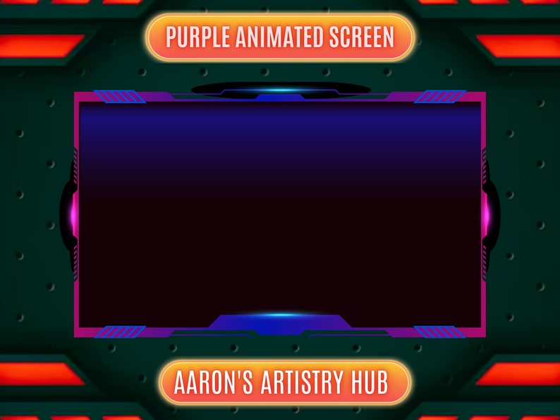 Dark Purple Neon Animated Twitch Overlay - Full Stream Bundle - Webcam ...