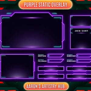 Purple Twitch Overlays Set - Stationary Twitch Overlays - Webcam Frames ...