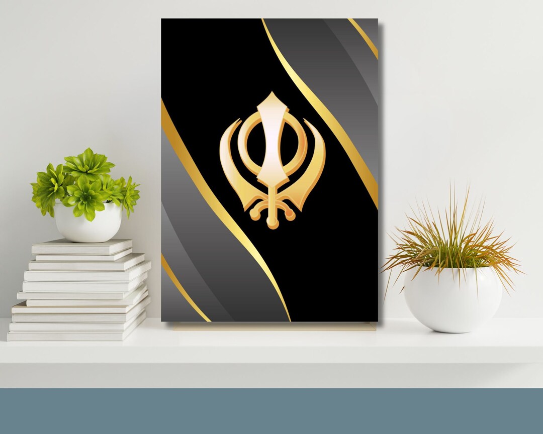 Gold and Black Khanda With Blue or Grey Accents. Unique Digital Ready ...