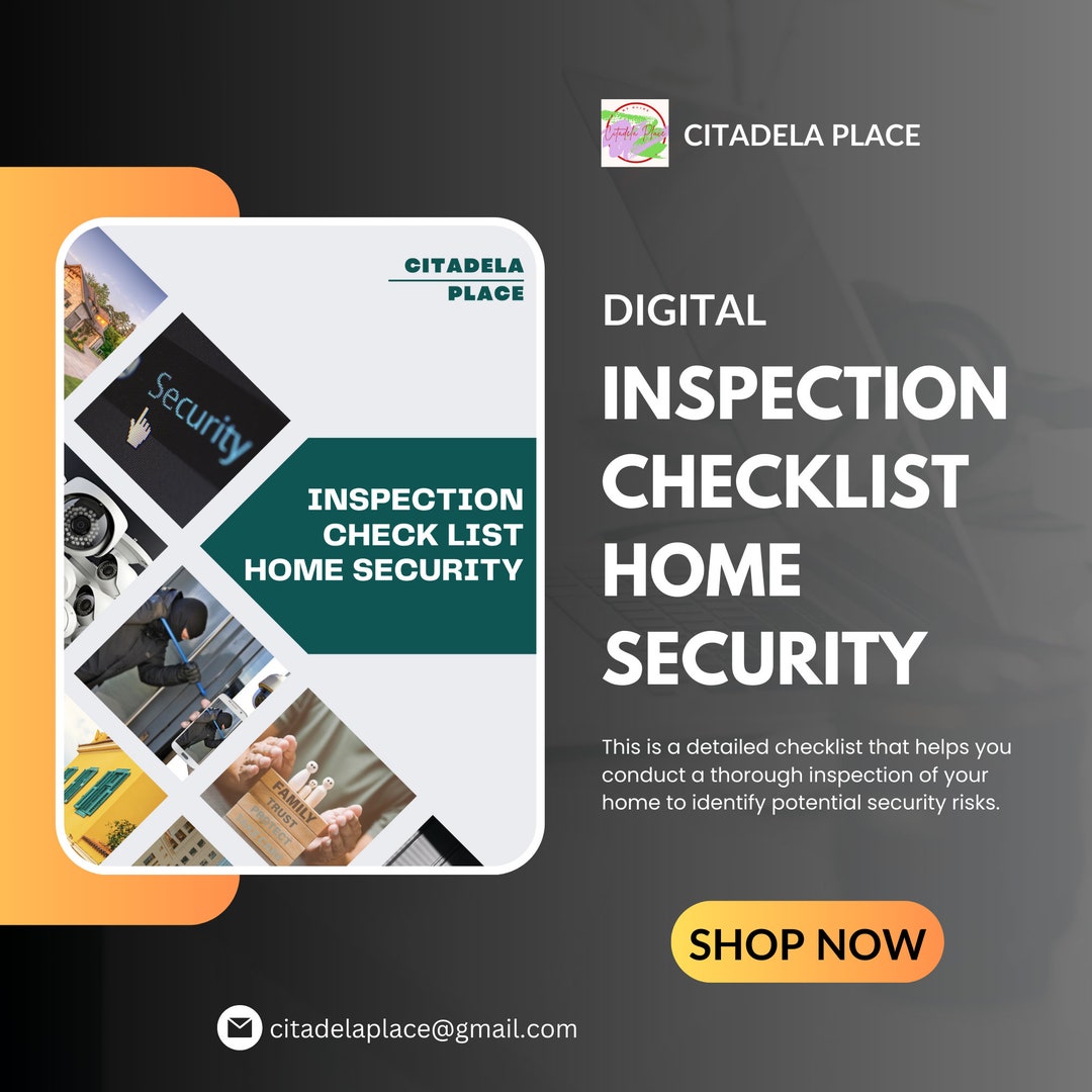 Inspection Checklist Home Security, Digital List, House Safety, Guide ...