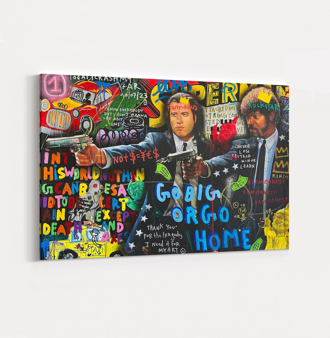Pulp Fiction Graffiti Canvas Art, Mia Wallace, Banksy Style Pop Art - Etsy
