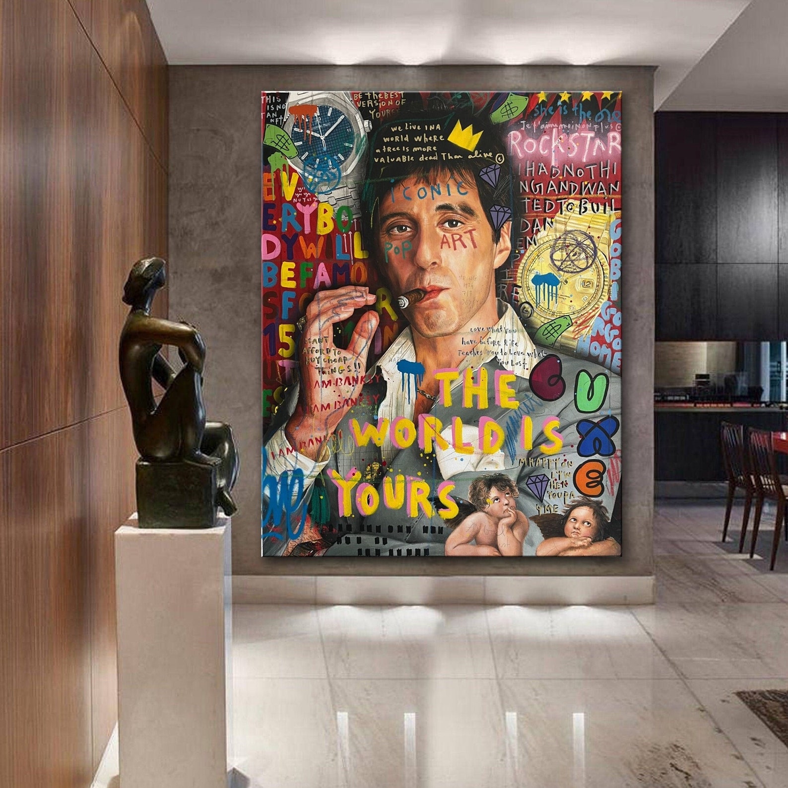 Banksy Scarface Graffiti Pop Art Canvas, Tony Montana Wall Art - Etsy