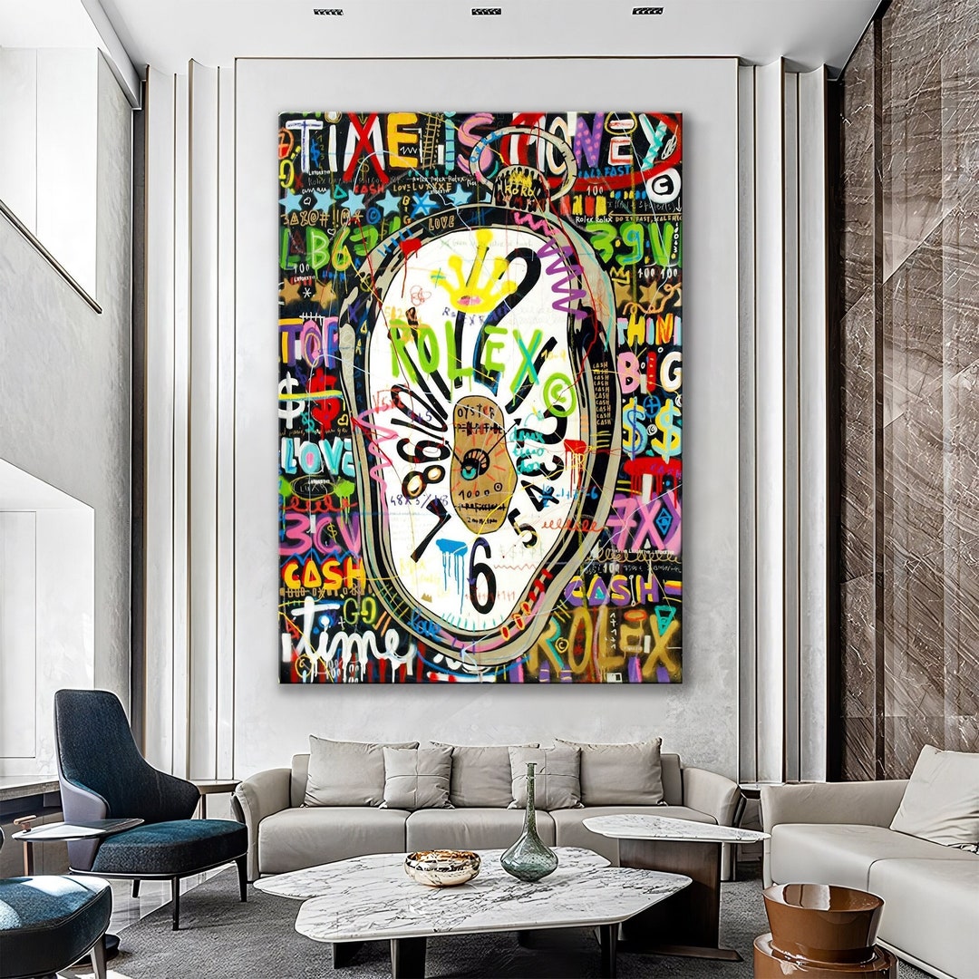 Surrealism Salvador Dali Pop Art Poster, Banksy Style Time is Money ...