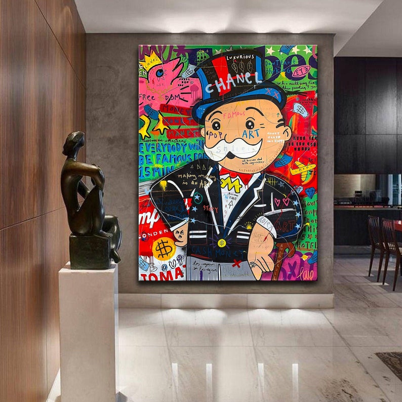 Monopoly Man Fashion Unique Modern Painting Print Abstract Framed ...