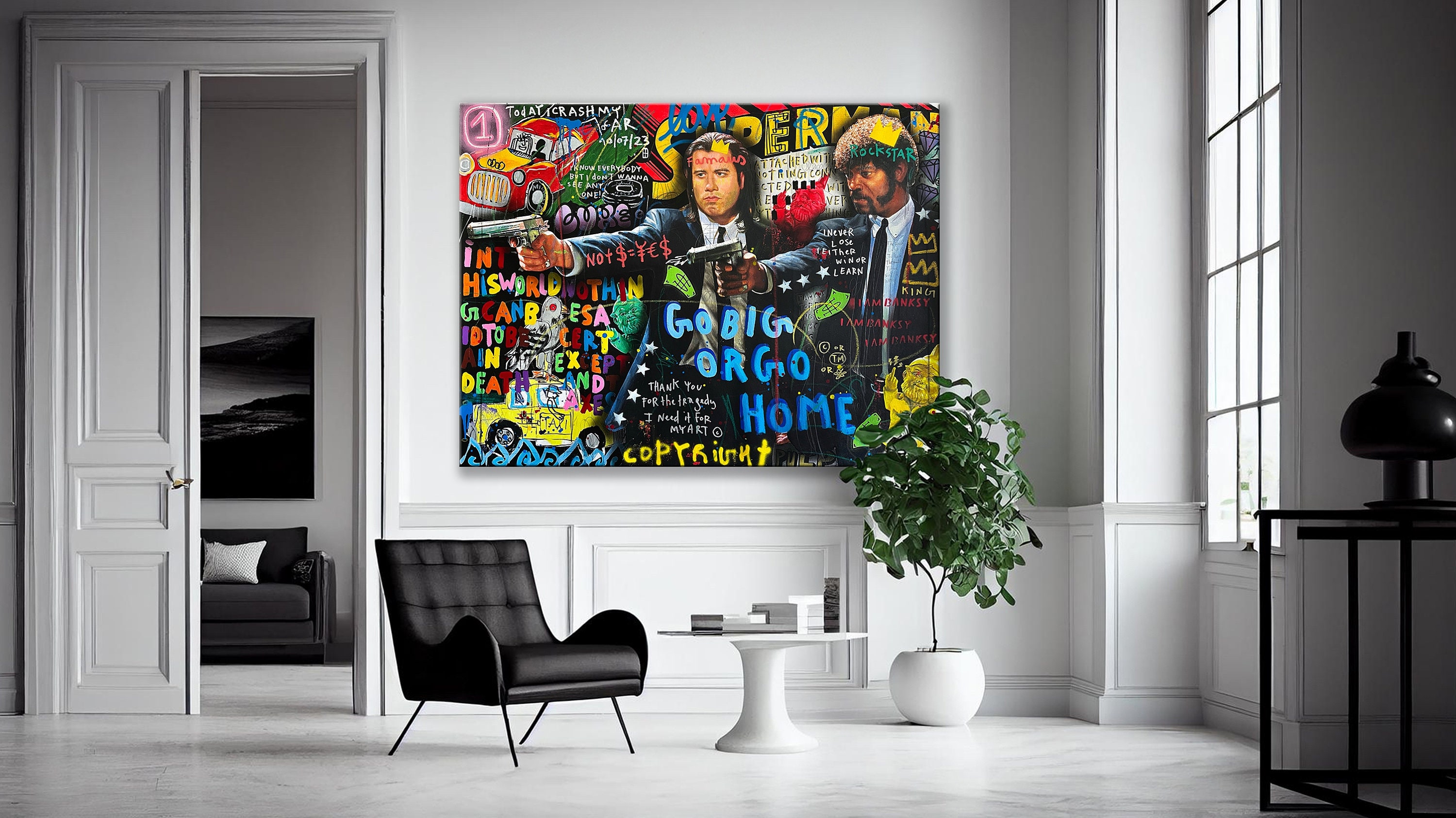 Pulp Fiction Graffiti Canvas Art, Mia Wallace, Banksy Style Pop Art - Etsy