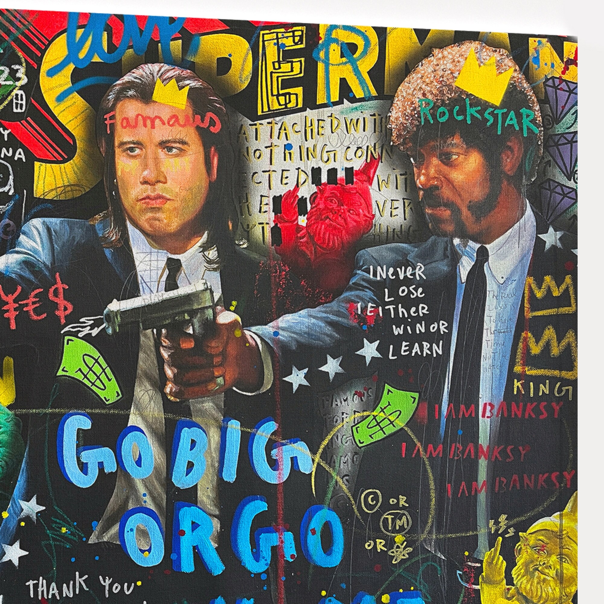Pulp Fiction Graffiti Canvas Art, Mia Wallace, Banksy Style Pop Art - Etsy