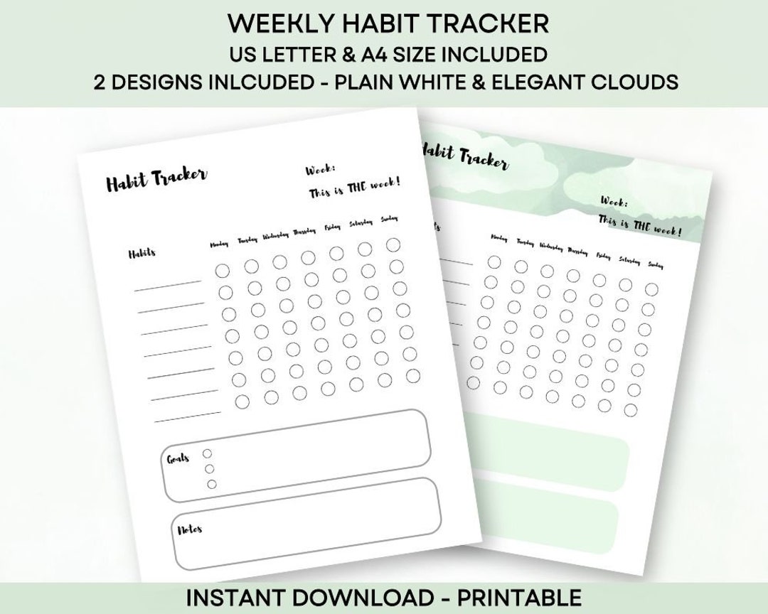 Weekly Habit Tracker, Printable Habit Tracker, Pretty Habit Tracker ...