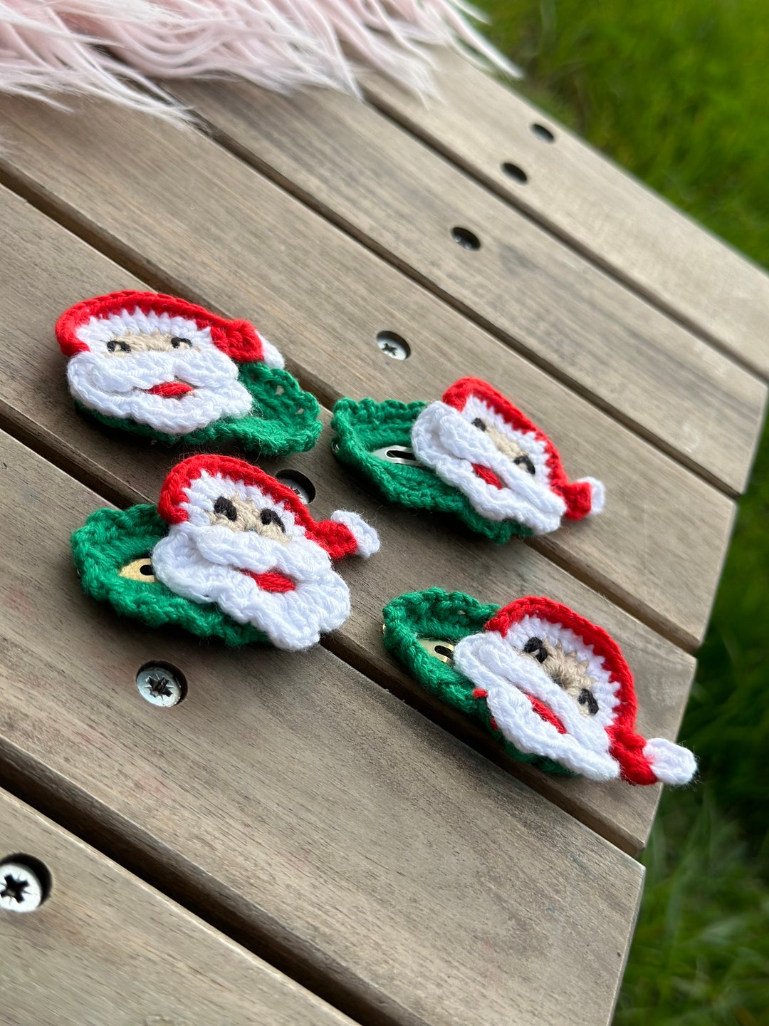 Crochet Santa Claus Hair Clip for Toddlers, Babies & Girls Handmade ...