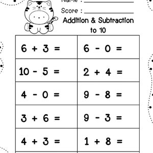 Addition Subtraction Worksheets | Kindergarten-1st Grade Math - Etsy