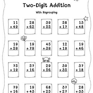 Two Digit Addition Within 100 With Regrouping Worksheets - Etsy