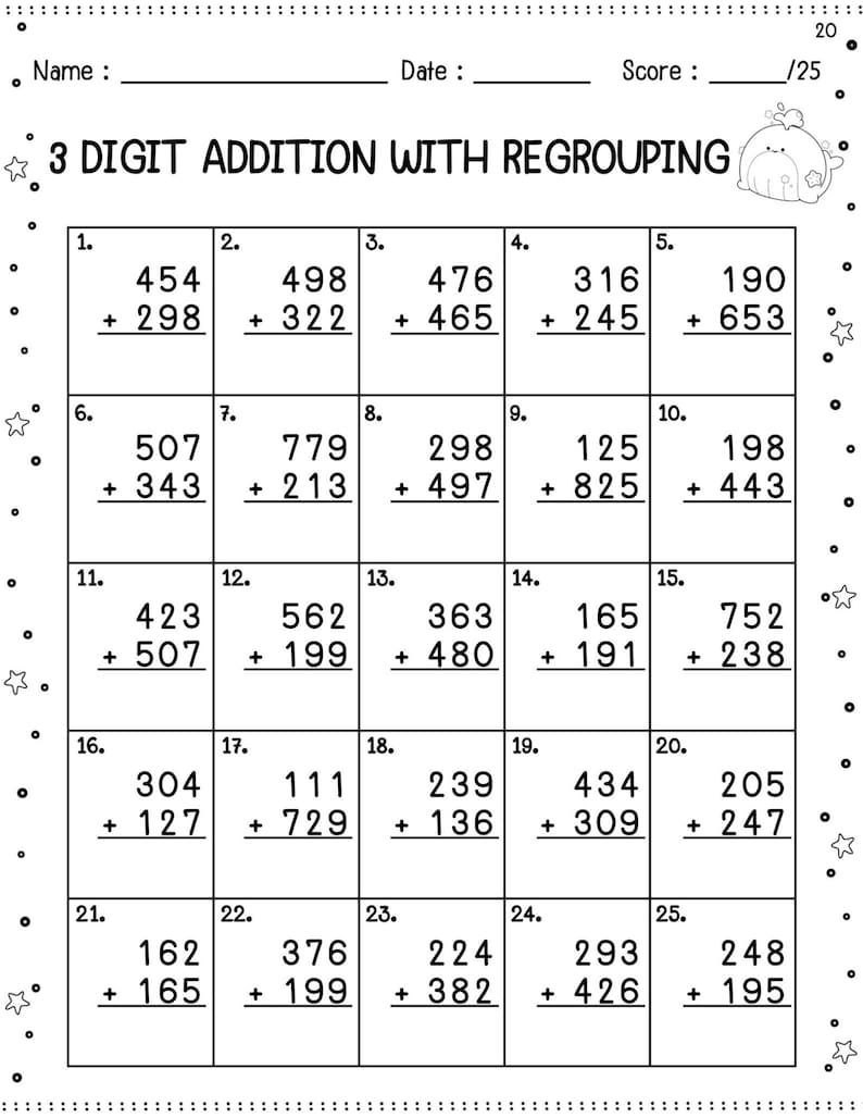3 Digit Addition With Regrouping Worksheets | Printable Math Practice ...