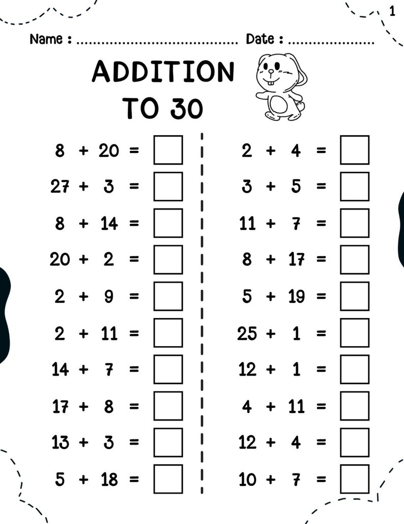 60 Printable Addition Sentences - Sums up to 30 - Etsy