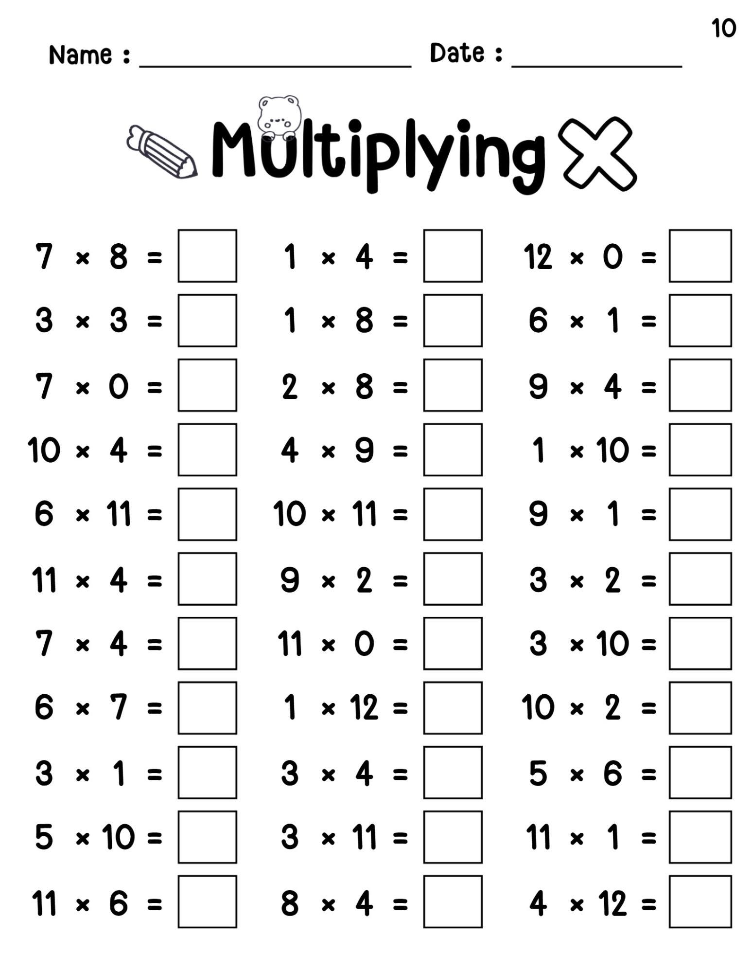Multiplication Worksheets: Fill-in-the-blanks Math Drills (digital ...