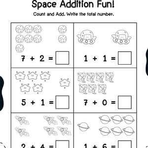 Addition Worksheets: Fun With Pictures, Sums to 10 (printable) - Etsy
