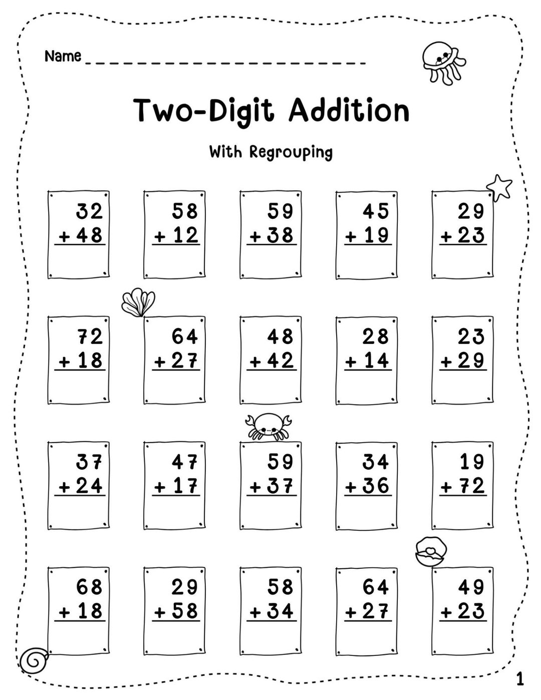 Two Digit Addition Within 100 With Regrouping Worksheets - Etsy