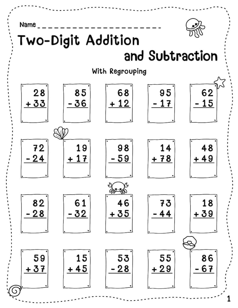 Two-digit Addition and Subtraction With Regrouping Within 100 Math ...