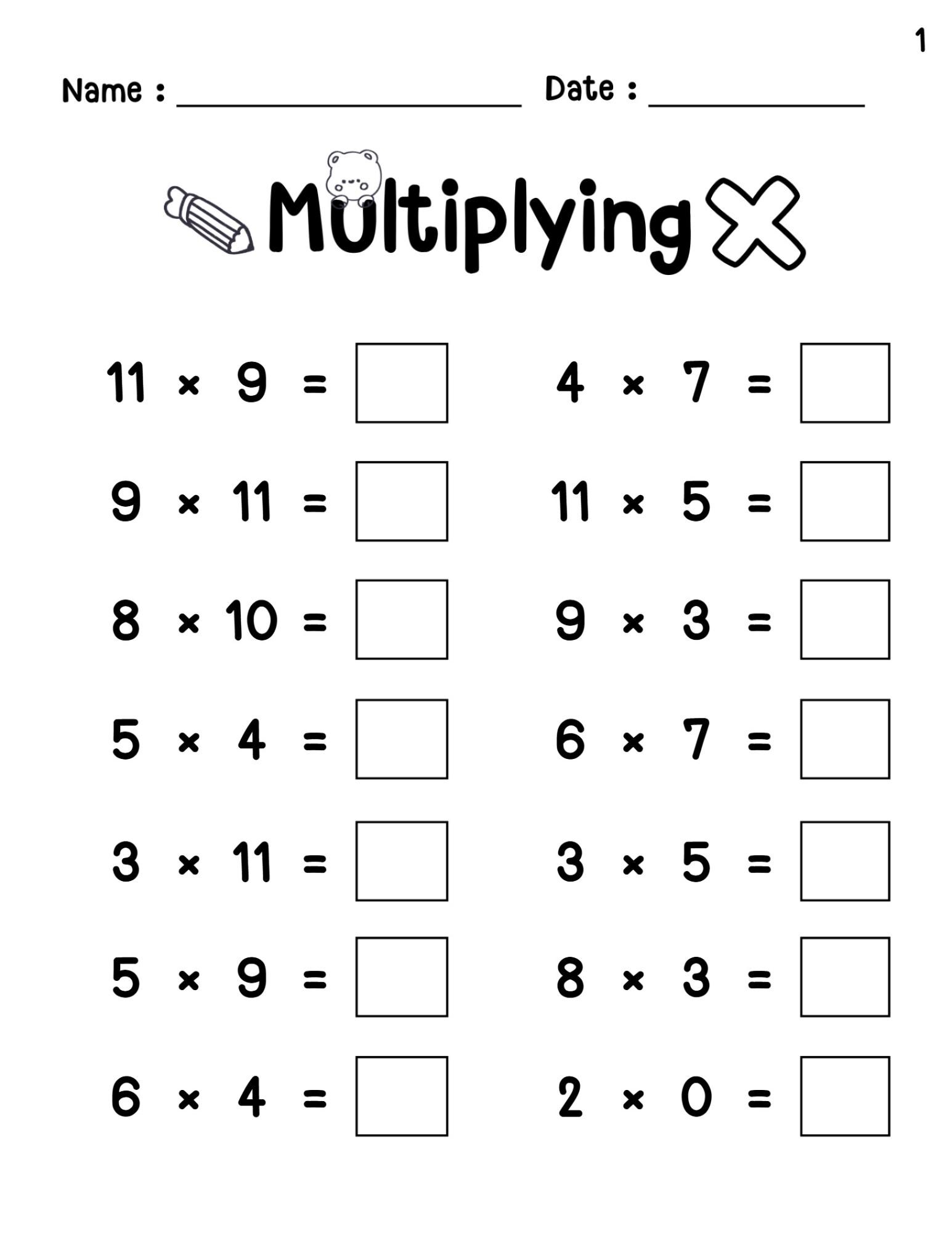 Multiplication Worksheets: Fill-in-the-blanks Math Drills (digital ...