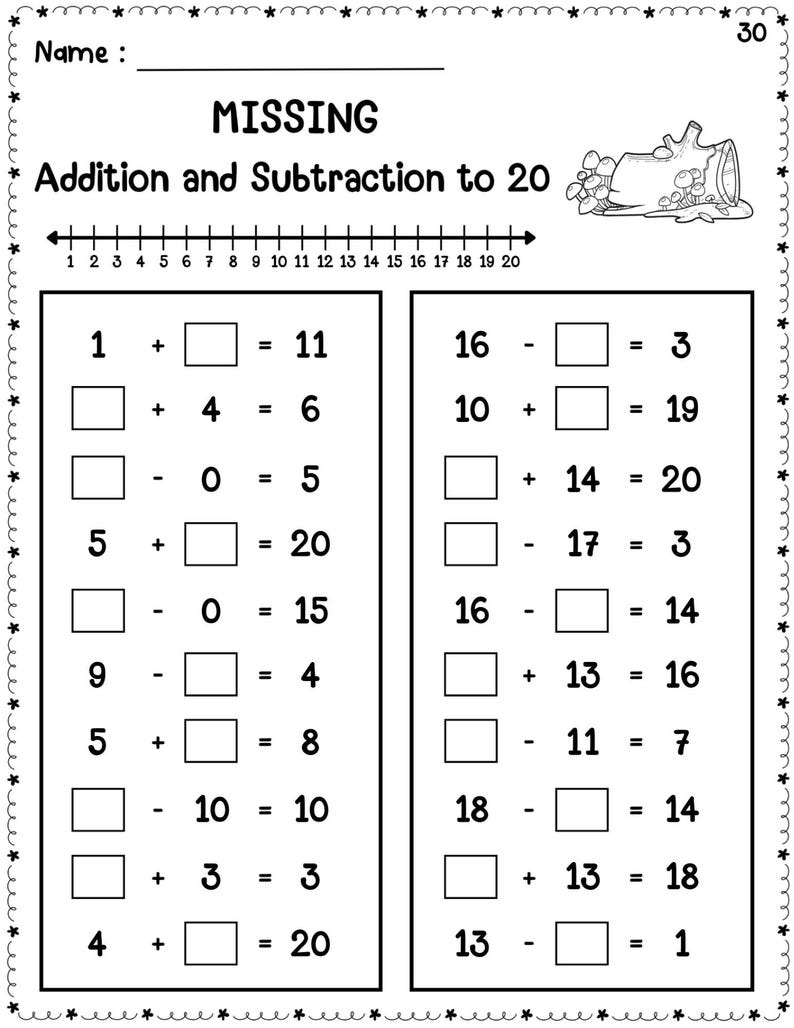 50 Printable Spring Missing Addends and Subtrahend to 20 | Math ...