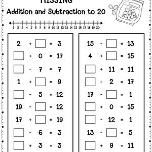 50 Printable Spring Missing Addends and Subtrahend to 20 | Math ...