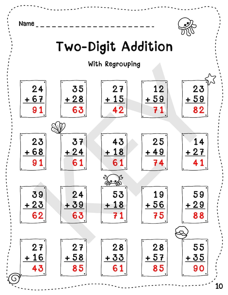 Two Digit Addition Within 100 With Regrouping Worksheets - Etsy