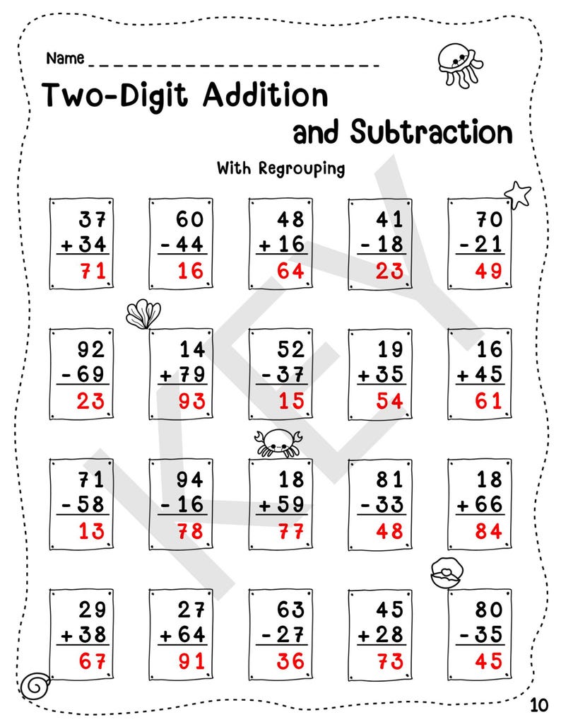 Two-digit Addition and Subtraction With Regrouping Within 100 Math ...