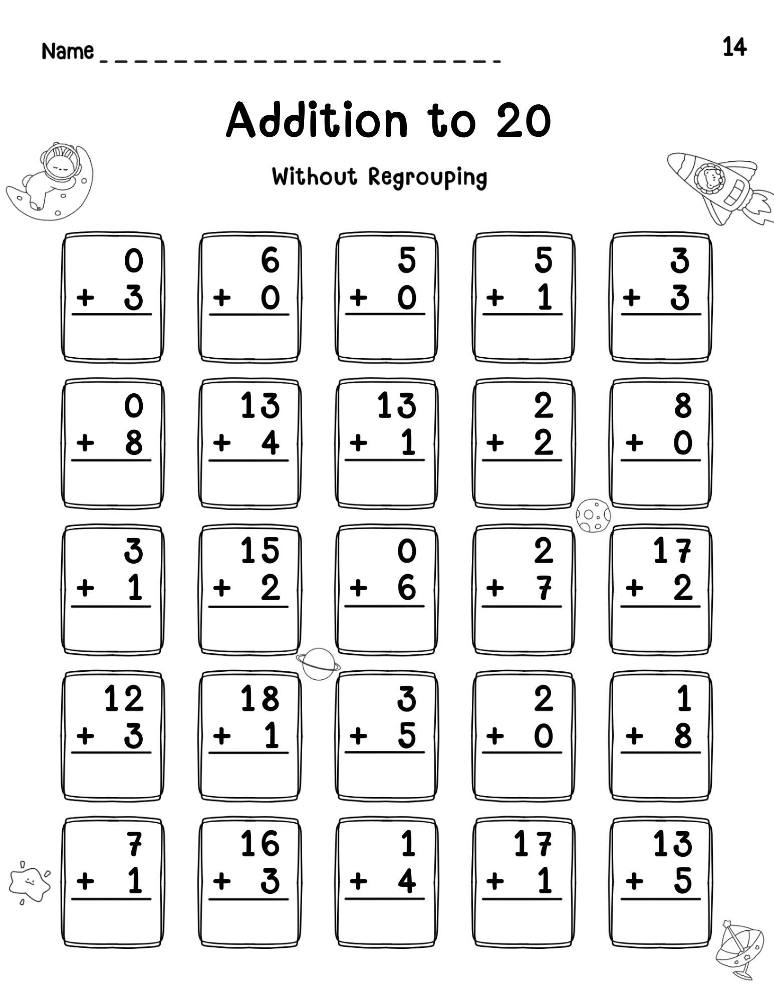Addition to 20 Worksheets: Kindergarten-1st Grade Math (PDF) - Etsy