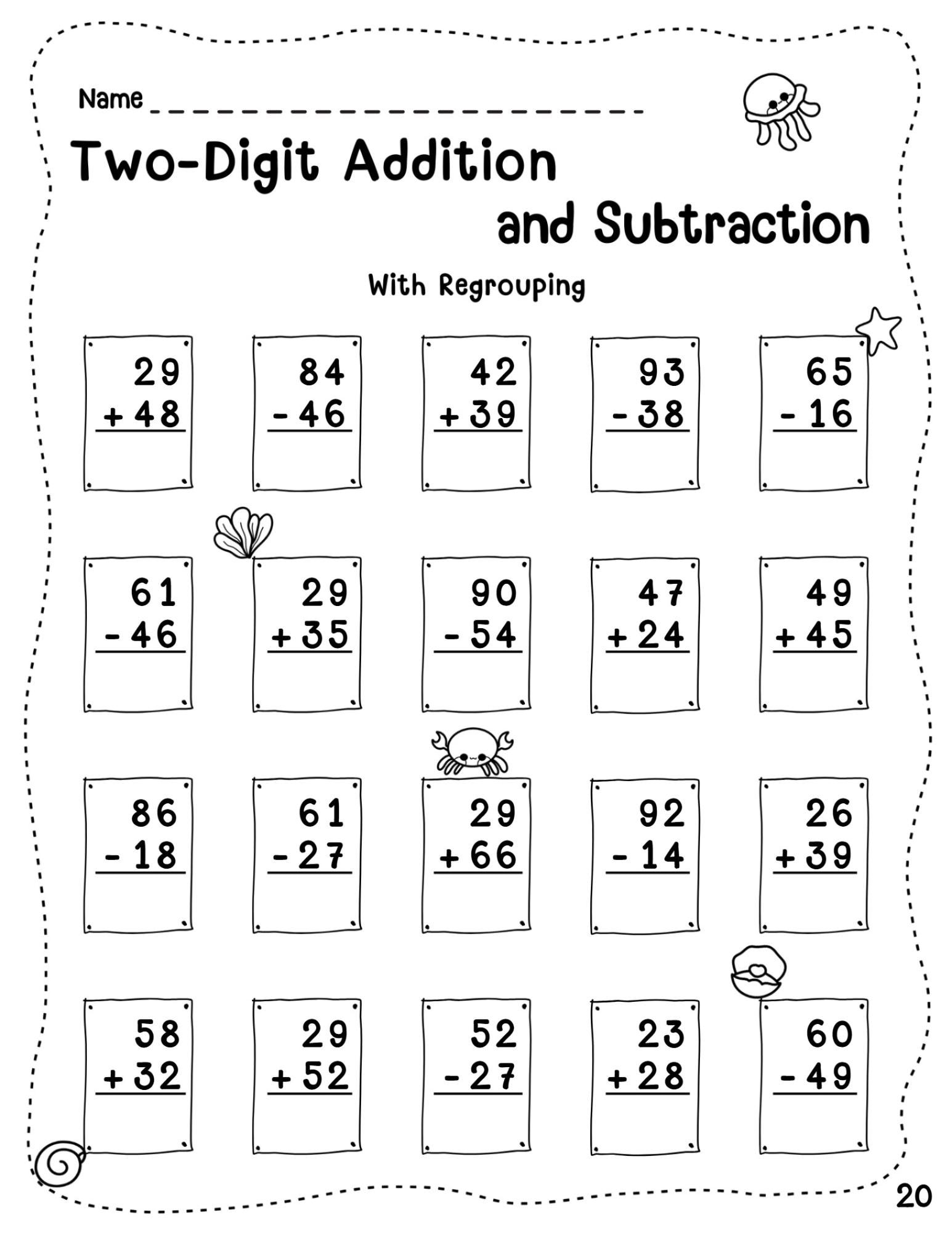 Two-digit Addition and Subtraction With Regrouping Within 100 Math ...