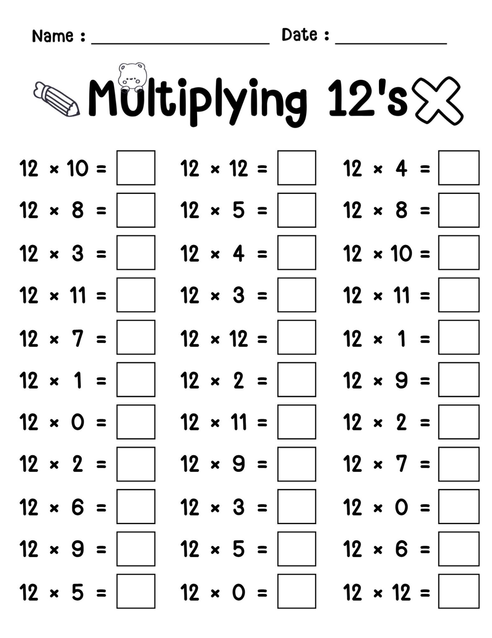 Multiplication Worksheets: Fill-in-the-blanks Math Drills (digital ...